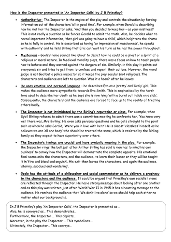 An Inspector Calls - The Inspector Key Quotations | Teaching Resources