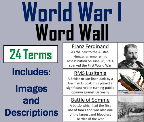 World War 1 Word Wall Cards | Teaching Resources