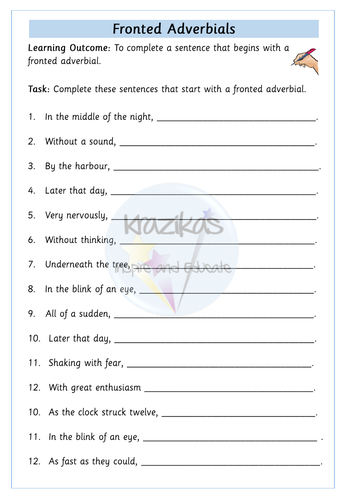 Fronted Adverbials | Teaching Resources