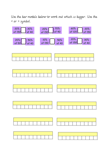 Bar Model Percentages: Using a Bar Model to find 10, 20, 30 etc % of a ... Bar Model Percentages: Using a Bar Model to find 10, 20, 30 etc % of a ...