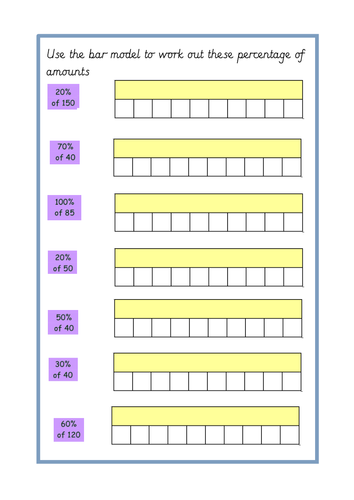 Bar Model Percentages: Using a Bar Model to find 10, 20, 30 etc % of a ... Bar Model Percentages: Using a Bar Model to find 10, 20, 30 etc % of a ...