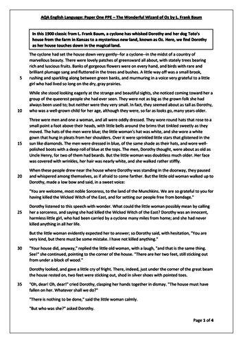 AQA English Language Paper 1 Section A | Teaching Resources