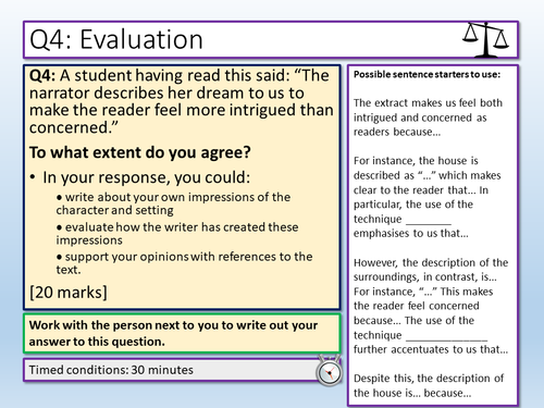 AQA English Language Paper 1 Q4 Evaluation | Teaching Resources