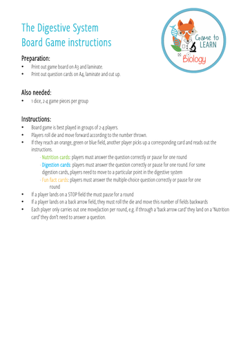 Nutrition and Digestion - Board Game (KS3/4) | Teaching Resources