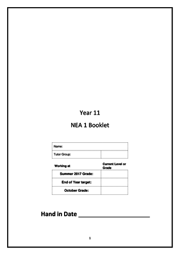NEA 1 exam pack for AQA | Teaching Resources