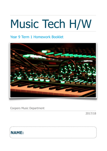 Year 9 Music Technology Homework Booklets | Teaching Resources