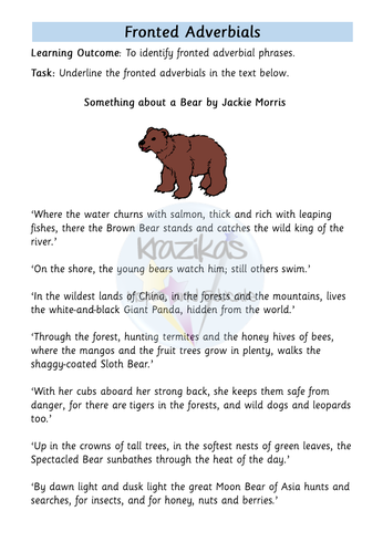 Fronted Adverbials | Teaching Resources Fronted Adverbials | Teaching Resources
