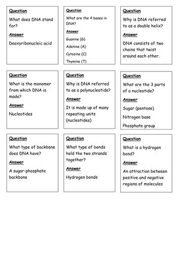 DNA & mitosis quiz, quiz trade cards | Teaching Resources