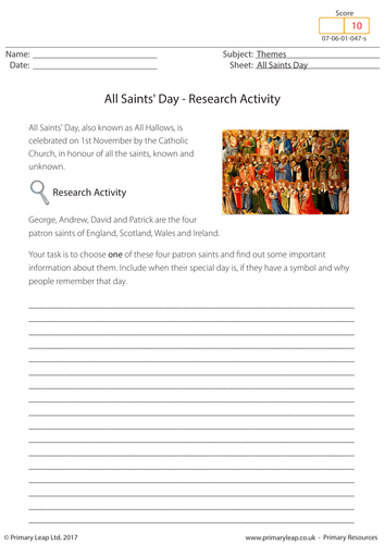 Research Activity - All Saints' Day | Teaching Resources