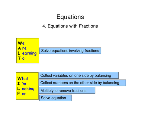Solving equations and equations with brackets and fractions | Teaching ...