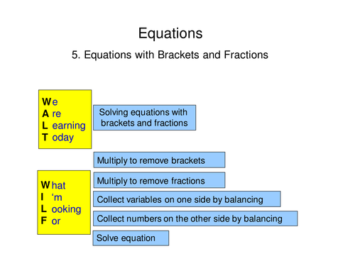 Solving equations and equations with brackets and fractions | Teaching ...