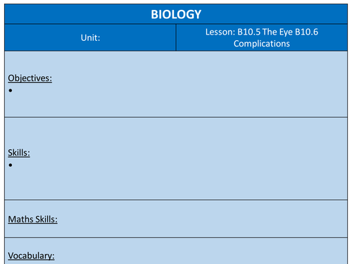 B10.5 B10.6 The eye and complications | Teaching Resources