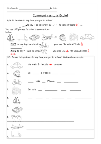 FRENCH - How do you get to school? - Comment vas-tu à l'école ...