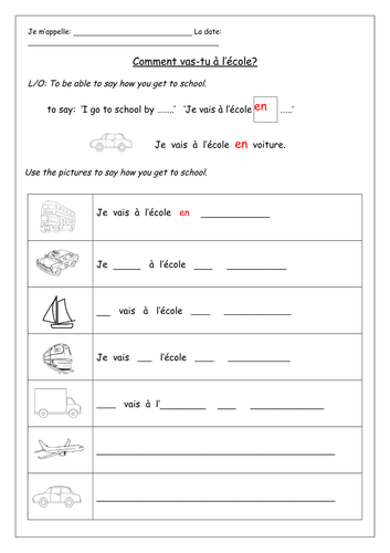 FRENCH - How do you get to school? - Comment vas-tu à l'école ...