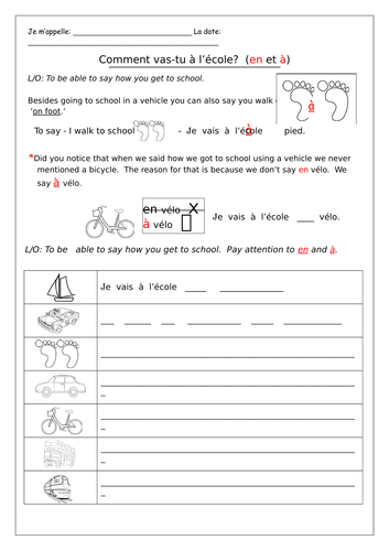 FRENCH - How do you get to school? - Comment vas-tu à l'école ...