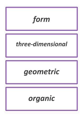 Elements of Art Vocabulary Word Wall Cards: FORM & SHAPE (with ...