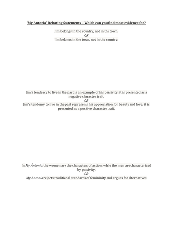 'My Antonia' revision lesson, example essay and mock paper | Teaching ...