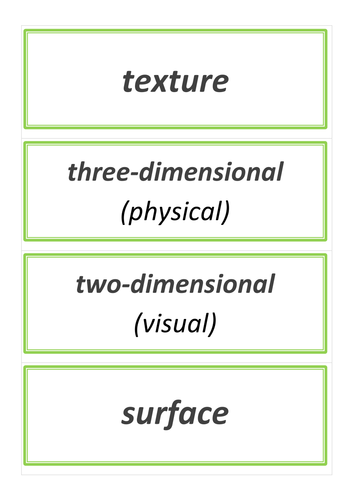 Elements of Art Vocabulary (Word Wall) Cards: TEXTURE | Teaching Resources