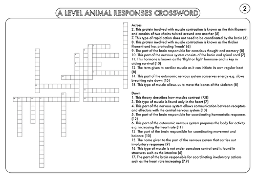 A Level Biology: Crossword Pack on Plant and Animal Responses ...