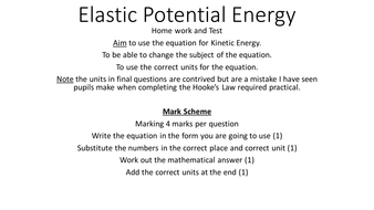 AQA GCSE Physics Elastic Potential Energy Equation practice, homework ...