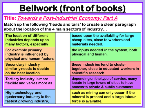 Towards a Post Industrial Economy- 2 Lessons (plus homework) | Teaching ...