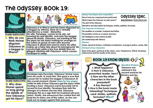 GCSE The Odyssey Book 19 knowledge and analysis and exam-style question ...