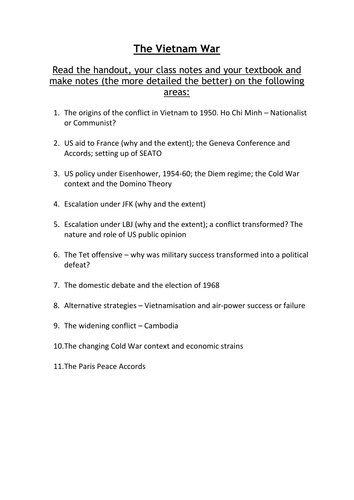 Vietnam War Student Revision Guide | Teaching Resources