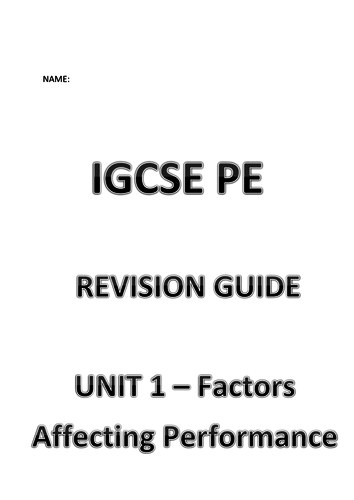 Igcse Pe Revision Booklet Unit 1 Teaching Resources