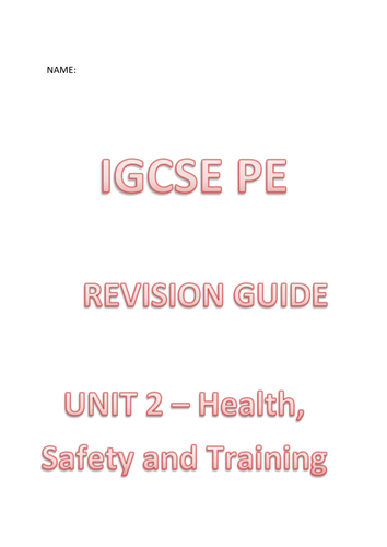 Igcse Pe Revision Booklet Unit 2 Teaching Resources
