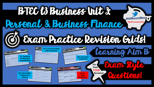 BTEC L3 Business: Unit 3 - Learning Aim A & B (Personal Finance Section ...