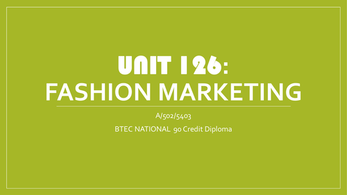 Fashion Marketing Lesson | Teaching Resources