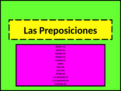 Preposiciones (Prepositions in Spanish) PowerPoint | Teaching Resources