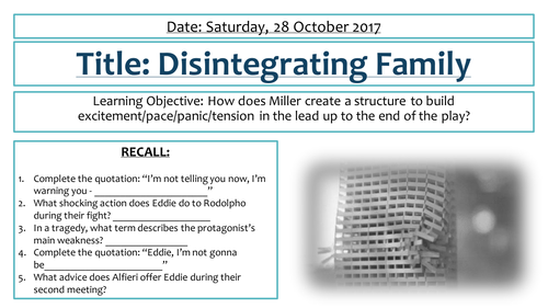 A View From the Bridge Complete Scheme - 14 lessons | Teaching Resources