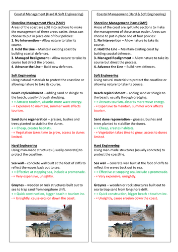 EdExcel A GCSE Geography 1-9 - Coastal Landscapes Revision Bookmarks ...