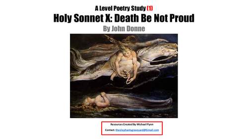A Level Poetry: Death Be Not Proud By John Donne | Teaching Resources