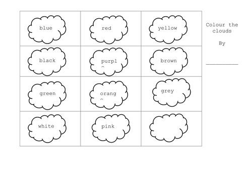 Read and colour clouds | Teaching Resources