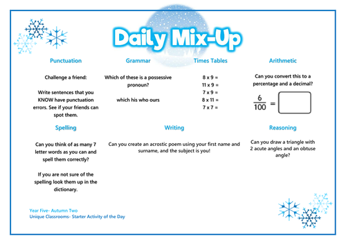 YEAR 5 SODA STARTER OF THE DAY ACTIVITIES (OVER 200) | Teaching Resources