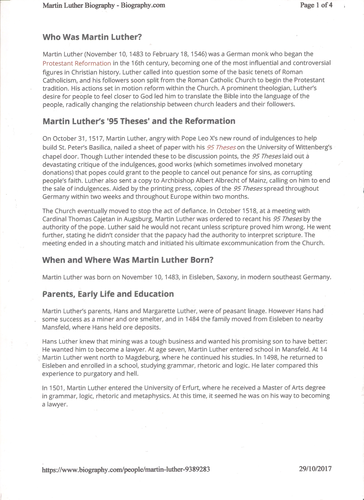 Martin Luther - Protestant Reformation started 500 years ago | Teaching ...