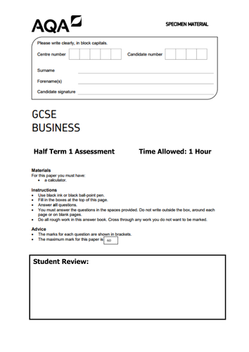 AQA GCSE Business Studies (9-1) - Assessment | Teaching Resources