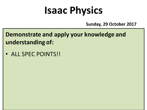 Isaac Physics - A Level Physics | Teaching Resources