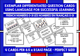 FRENCH NUMBERS 0-31 CHALLENGE CARDS | Teaching Resources