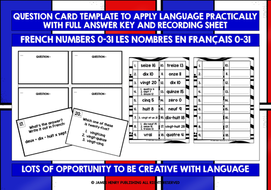 FRENCH NUMBERS 0-31 CHALLENGE CARDS | Teaching Resources