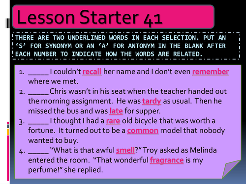 Language Work Lesson Starters 1-160 | Teaching Resources