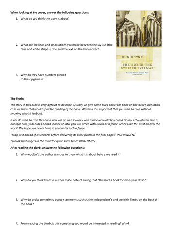 Boy in the Striped Pyjamas by John Boyne Unit of Work | Teaching Resources