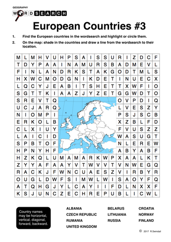 European Wordsearch and Mapping Exercise Bundle | Teaching Resources