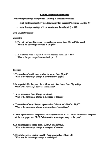 Basic percentages questions | Teaching Resources