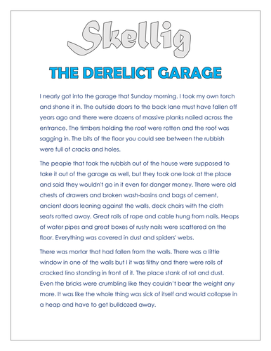 Skellig - The Derelict Garage! | Teaching Resources