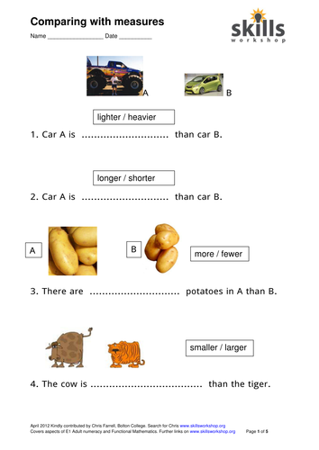 Entry Level 1 & 2 Functional Maths, Shape, Measurement inc time & Data ...