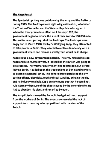 Weimar Germany/Hitler's rise to power GSCE (Scheme of work) | Teaching ...