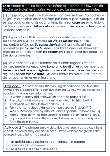 KS3/4 Spanish - Halloween in Spain / Noche de las Brujas (CLIL & SMSC ...